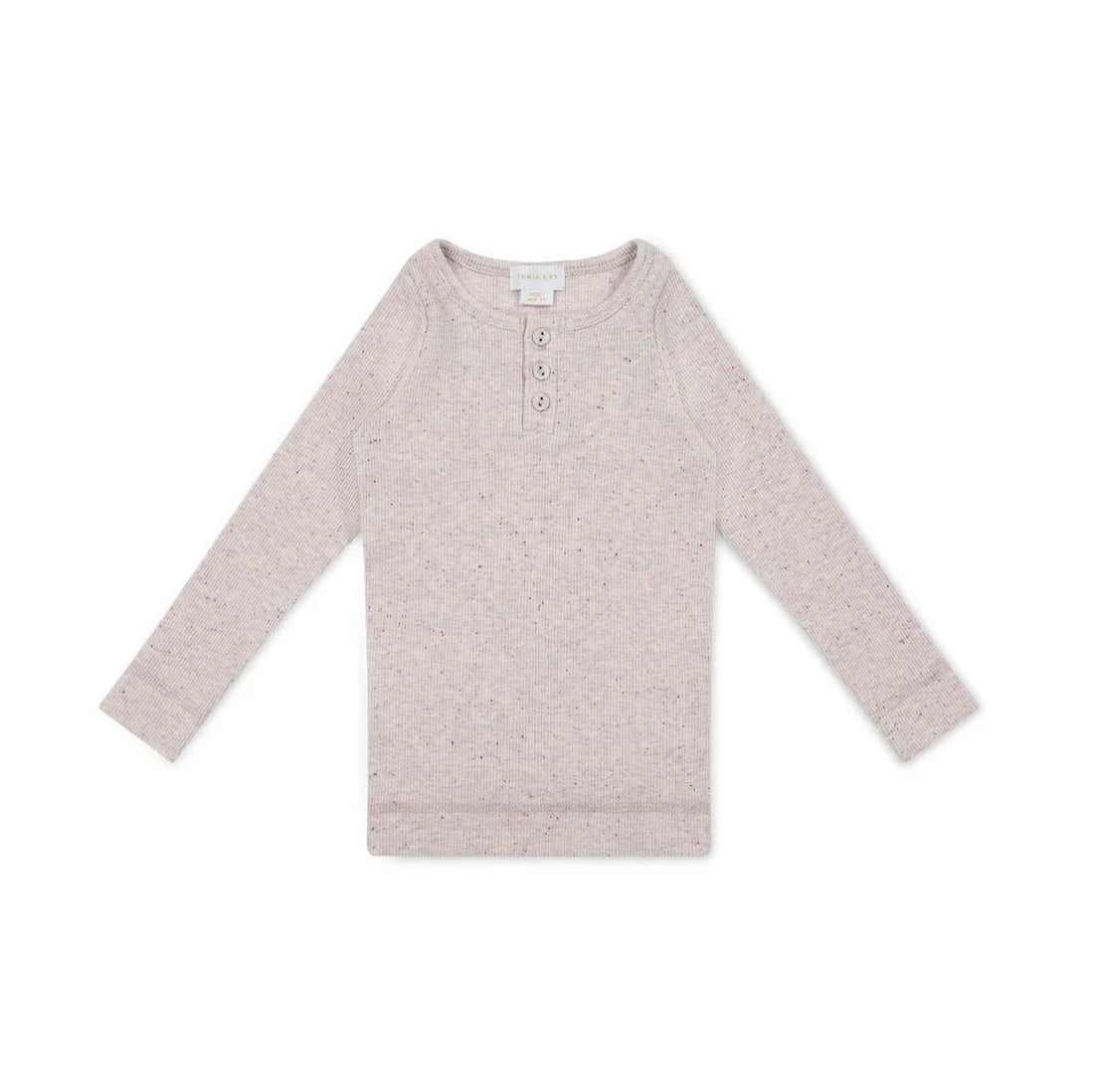 Organic Cotton Rib Long Sleeve Henley in Lavender Fleck by Jamie Kay